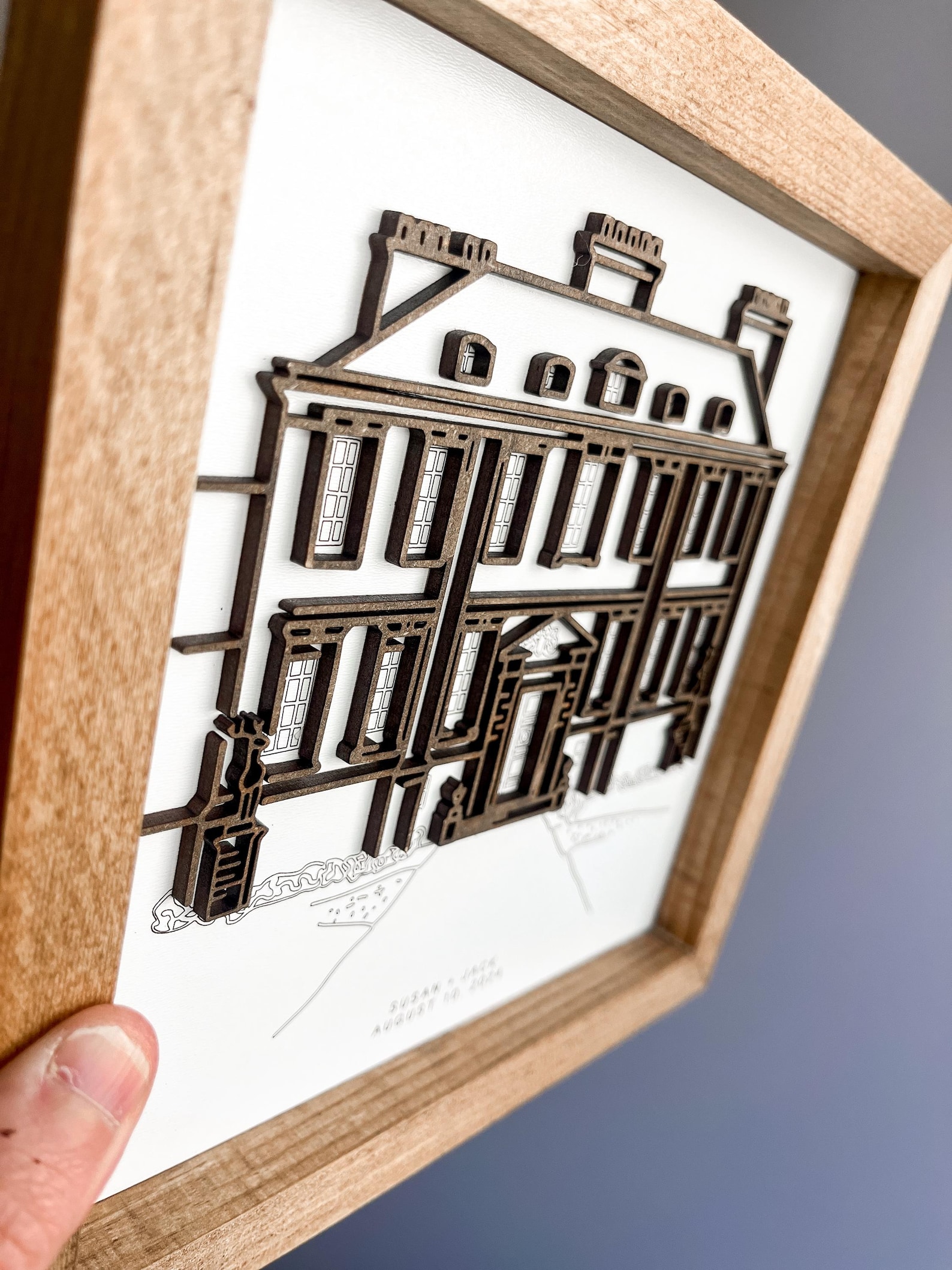 Custom 3D House Portrait: Framed Wood Line Art, New Home Gift, Handmade ...