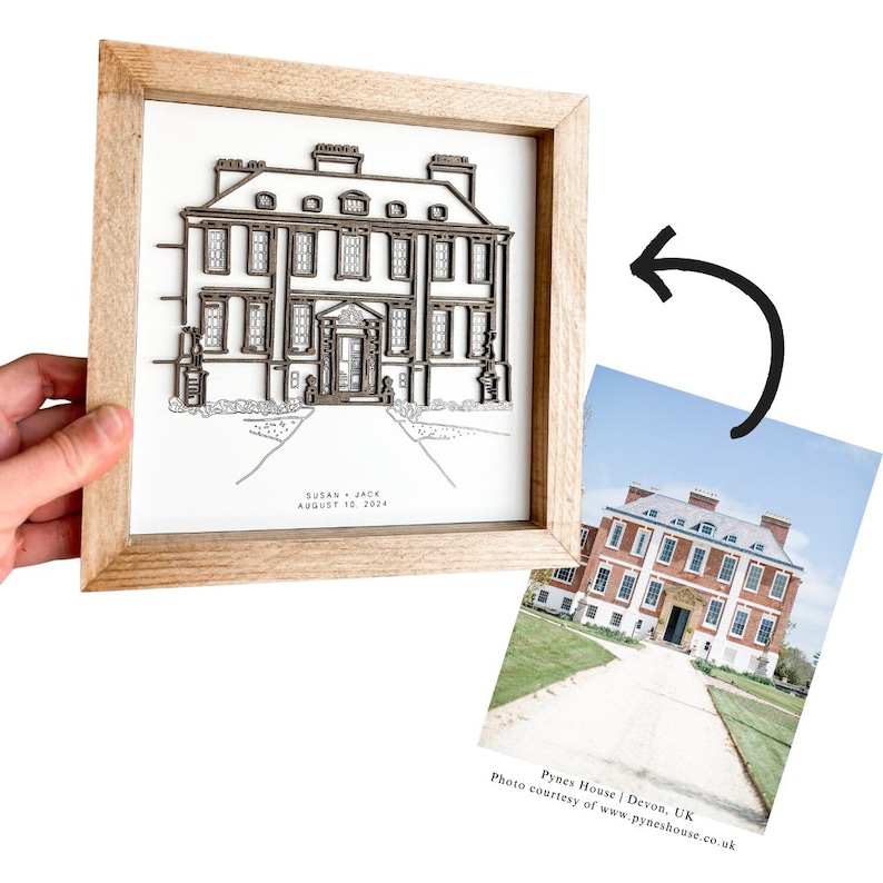 Custom 3D House Portrait: Framed Wood Line Art, New Home Gift, Handmade ...