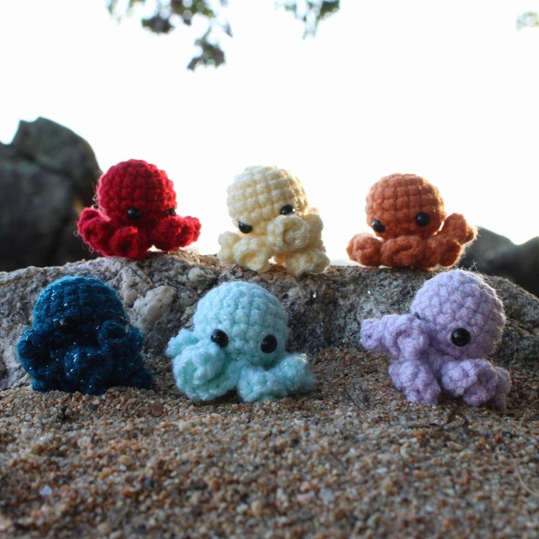 Mini Octopus | Crocheted Octopus Keychain | Stress Relief Toy | - Etsy