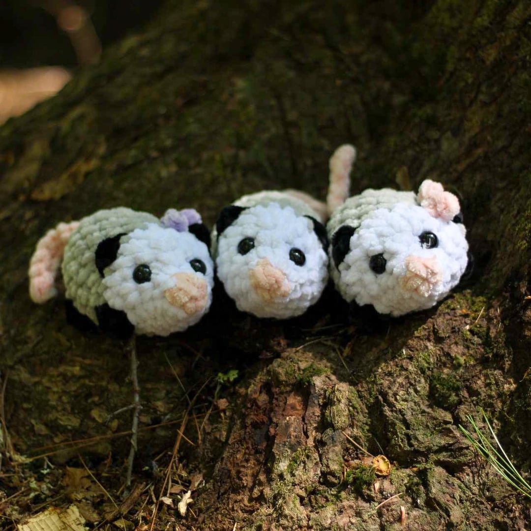 Plush Possums With Bows | Hand Crocheted Opposum Stuffies - Etsy