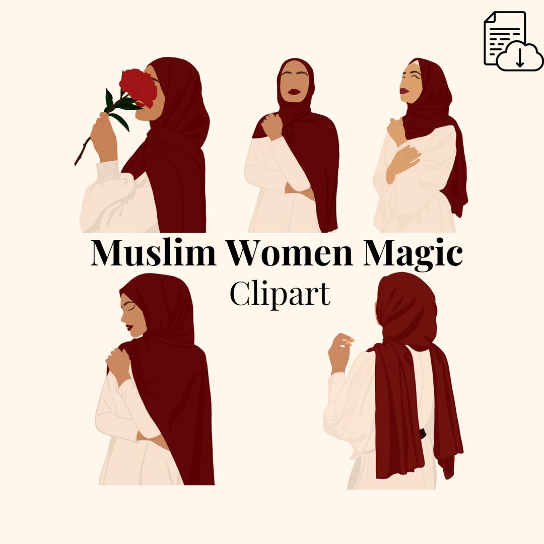 Abstract Muslin Women Clipart Muslimah Magic Black Female Portraits PNG ...