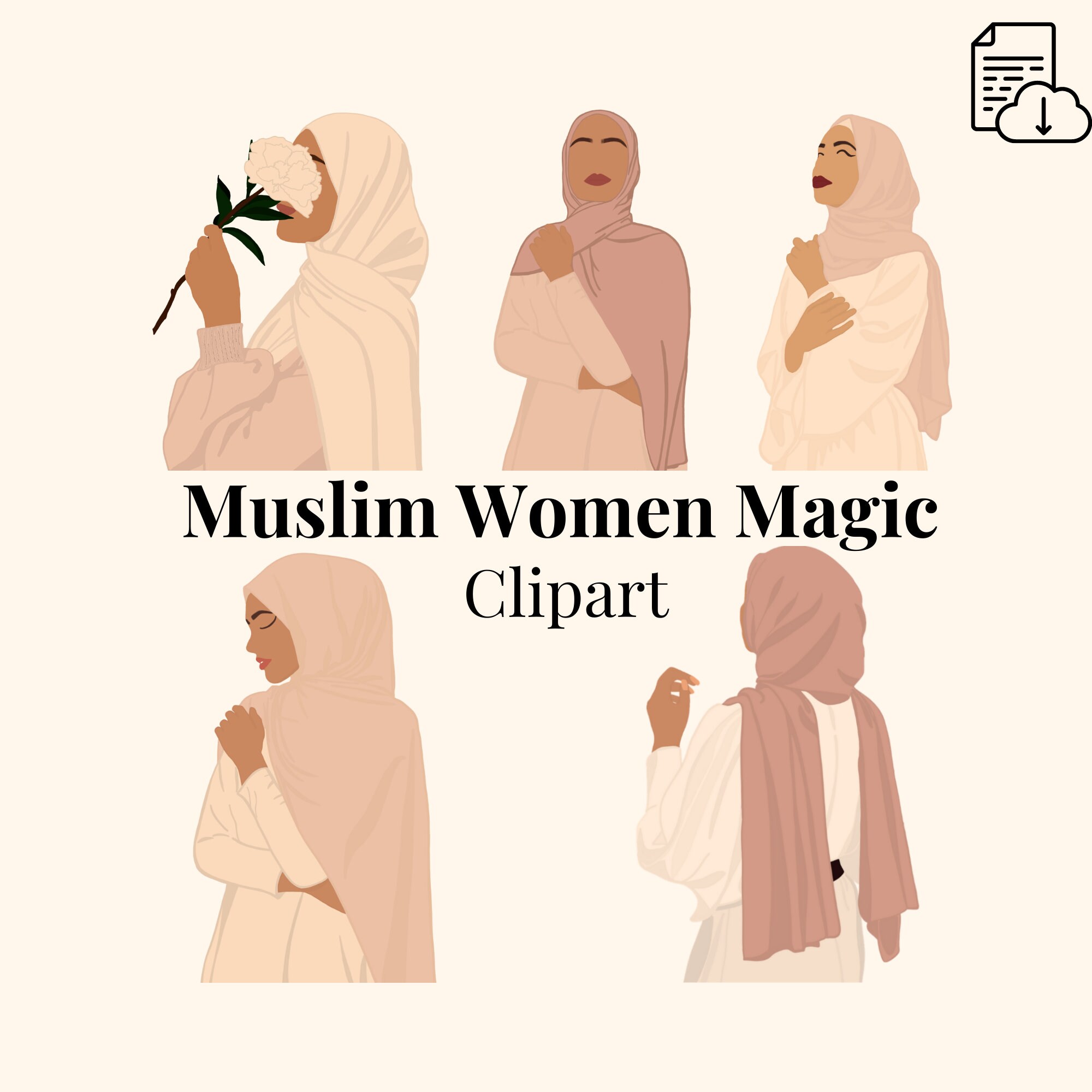 Abstract Muslin Women Clipart Muslimah Magic Ritratti femminili neri ...