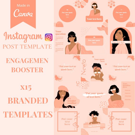Unique Peachy Instagram Feed Templates for Canva Beauty | Etsy