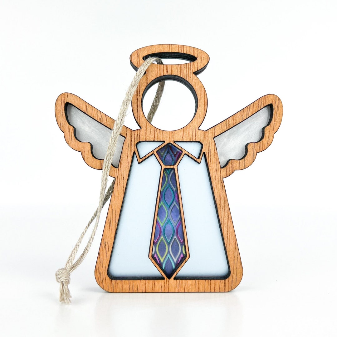 Godfather Ornament Wood, Guardian Angel for Men, Angel Wings Car Charm ...