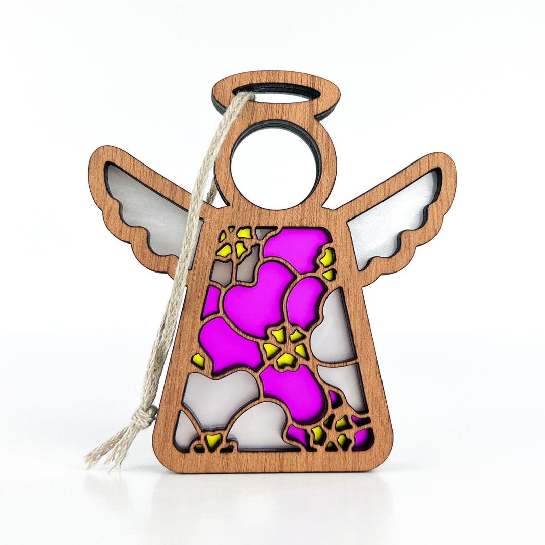 Primrose Plant Suncatcher for Windows, Guardian Angel Ornament Wood ...