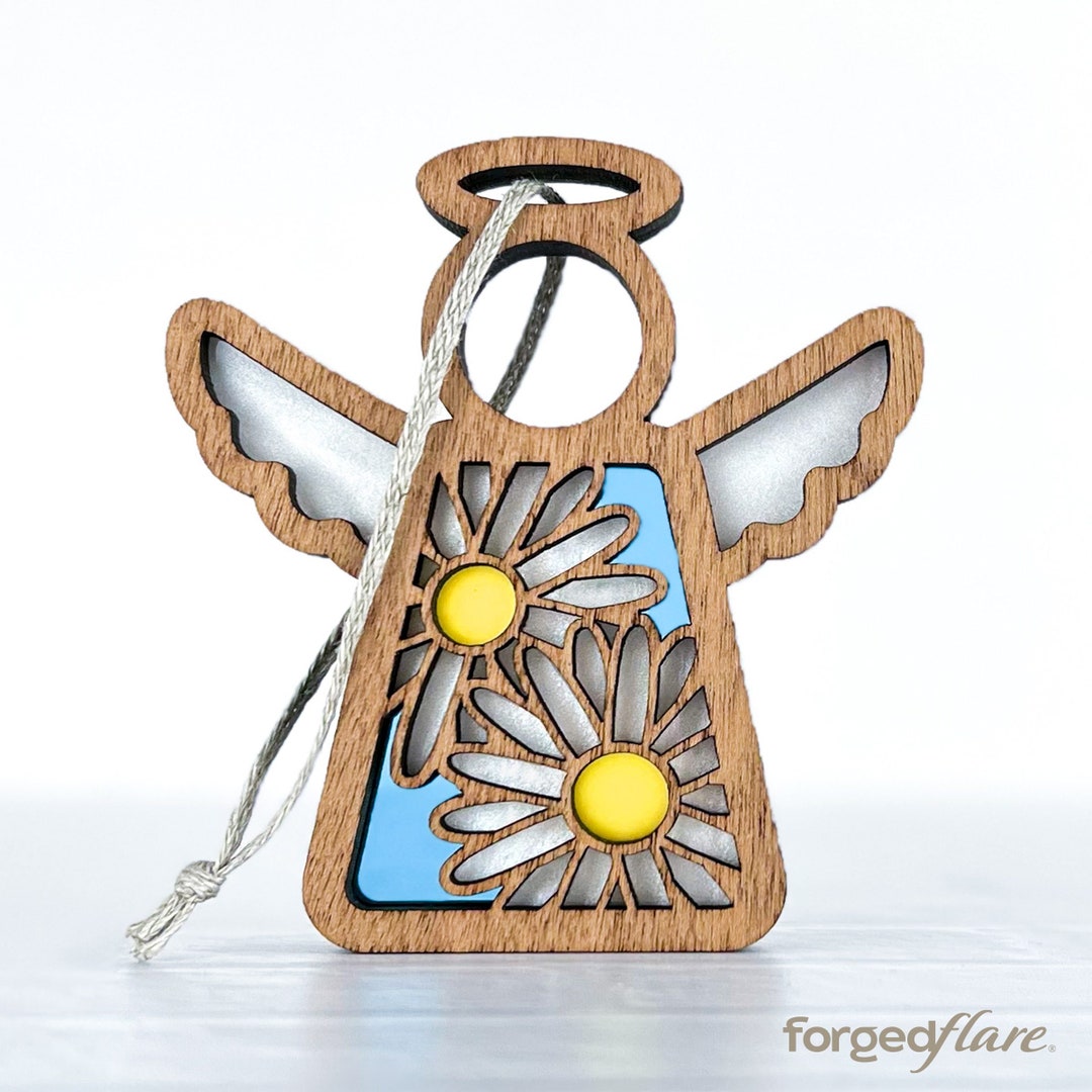 White Daisy Memorial Ornament With Wings Remembering a Loved - Etsy