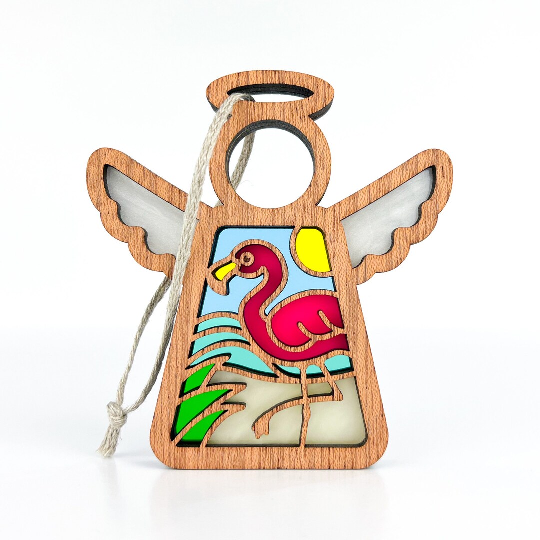 Flamingo Memorial Ornament Wood, Flamingo Suncatcher for Windows ...