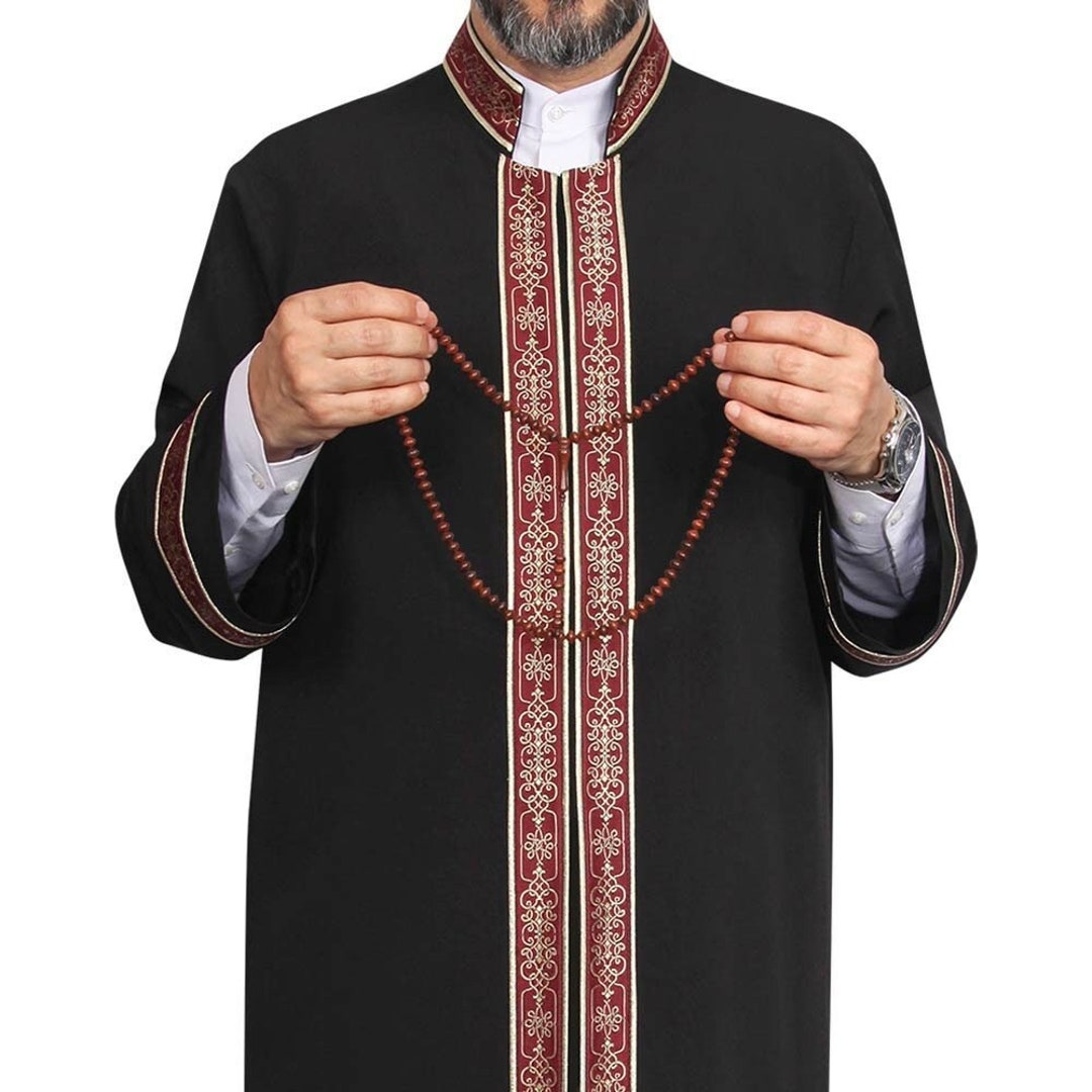 Mens Islamic Jubbah - Embroidered Prayer Robe, Turkish Galabiyya - Etsy