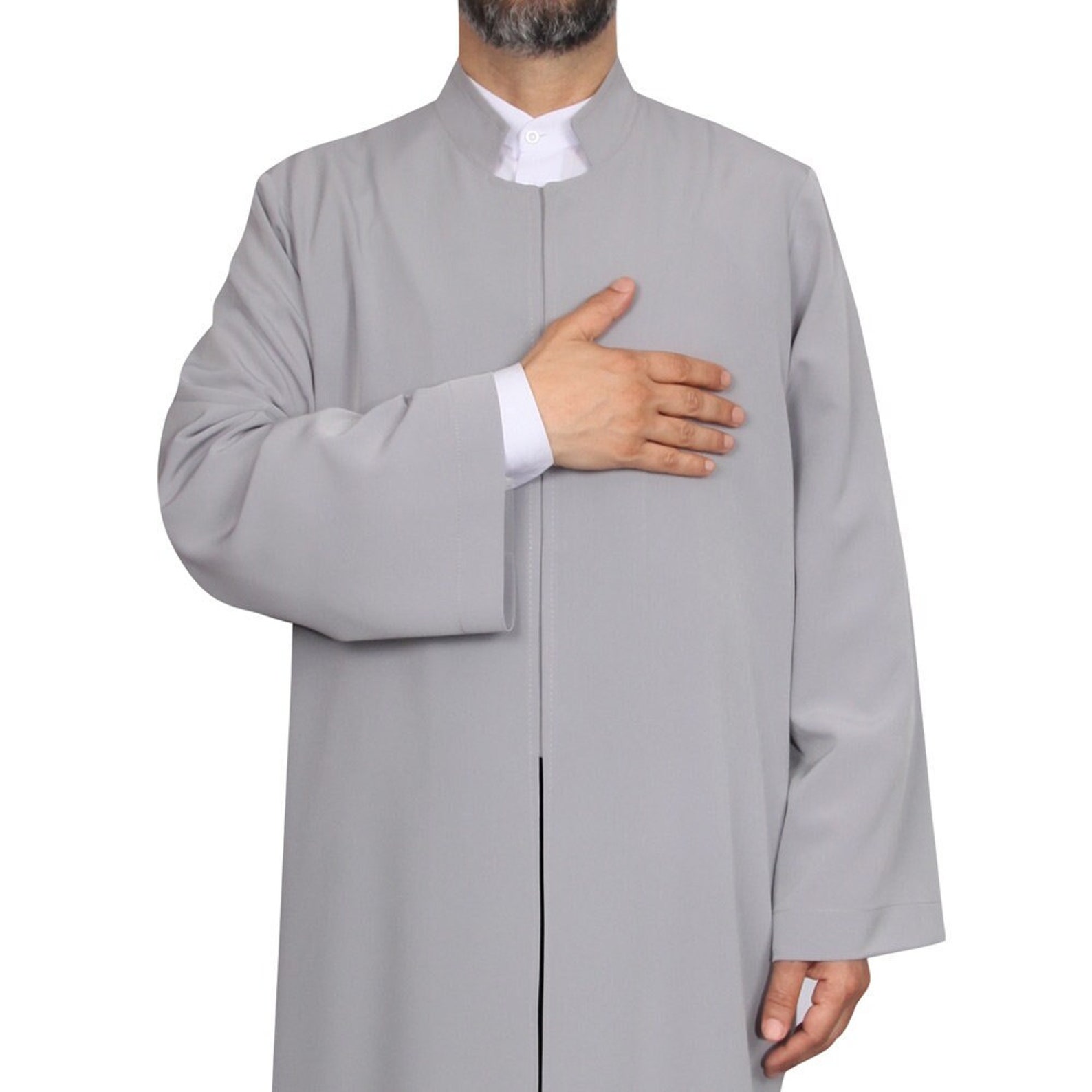 Gray Islamic Mens Kurta – Muslim Prayer Jubbah, Long Robe - Etsy