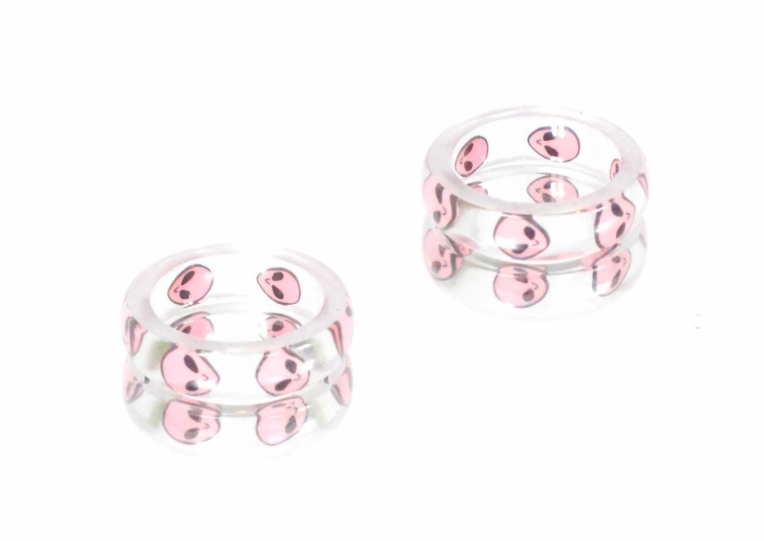 Groovy Pink Alien Charm Resin Ring | Alien Ring | Pink Alien Jewelry ...