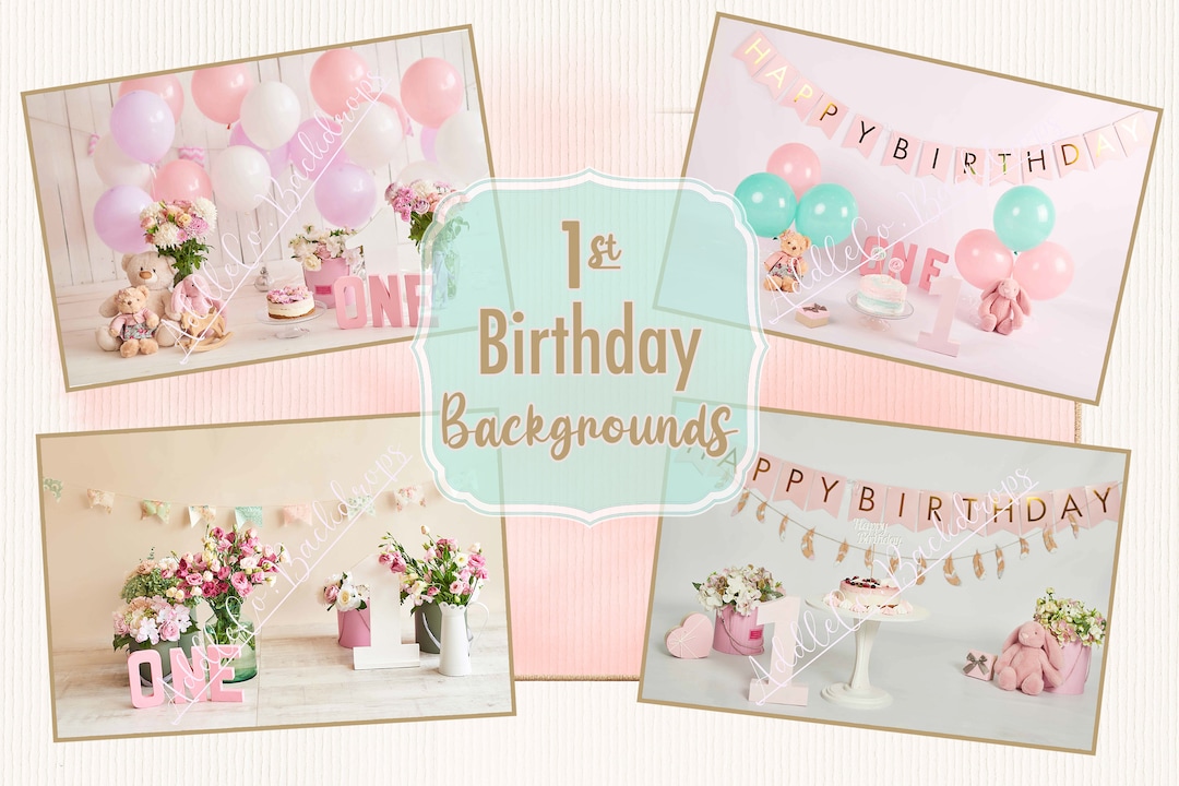 Digital Background First Birthday Digital Backdrop JPEG 1st Birthday 4 ...