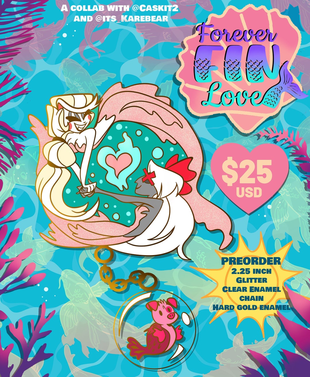 Forever Fin Love a Chaggie Mermay Hard Enamel Pin - Etsy