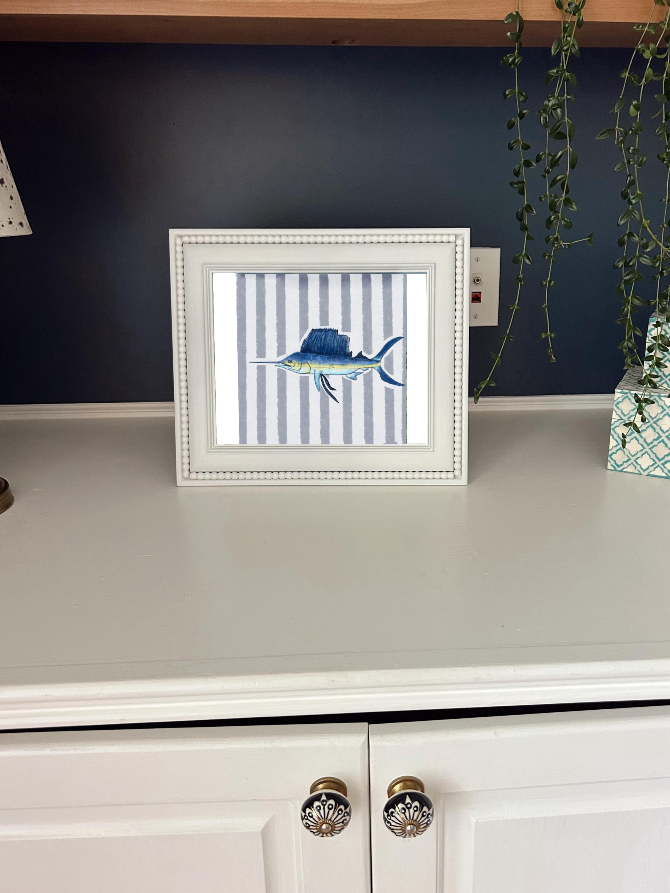 Sailfish Watercolor Art Print – Nautical Fish Wall Decor, Deep Sea ...