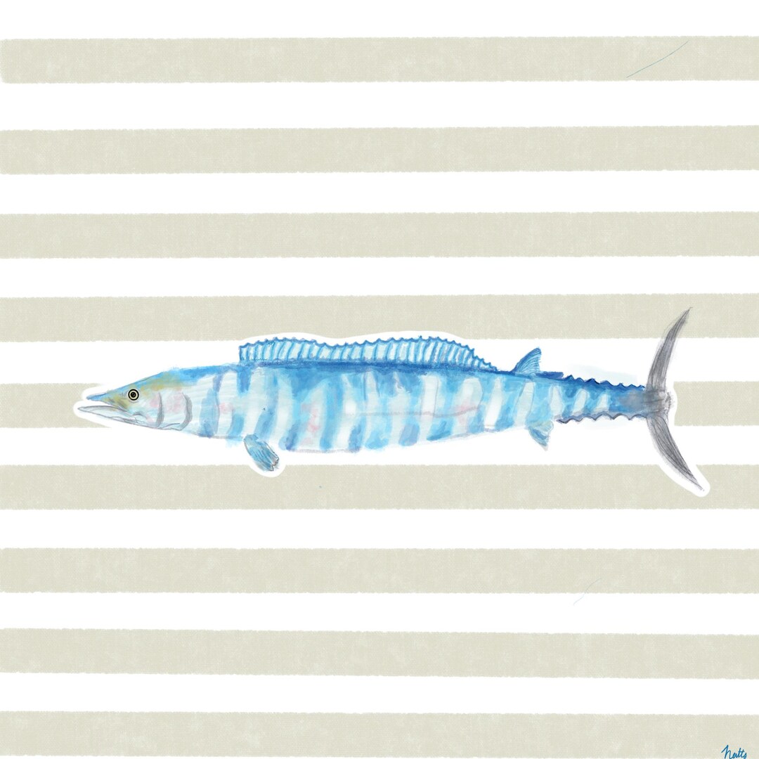 Wahoo Fish Watercolor Print – Coastal Nautical Wall Art, Beach House ...