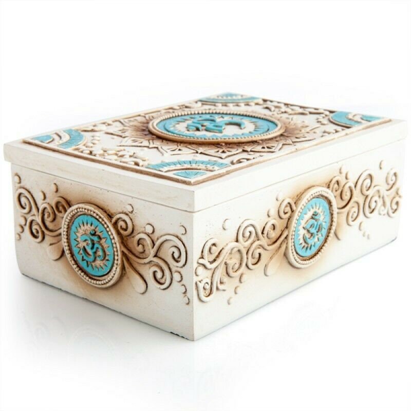 Om Aum Wooden Box Jewelry Tarot Cards Stones Crystal - Etsy