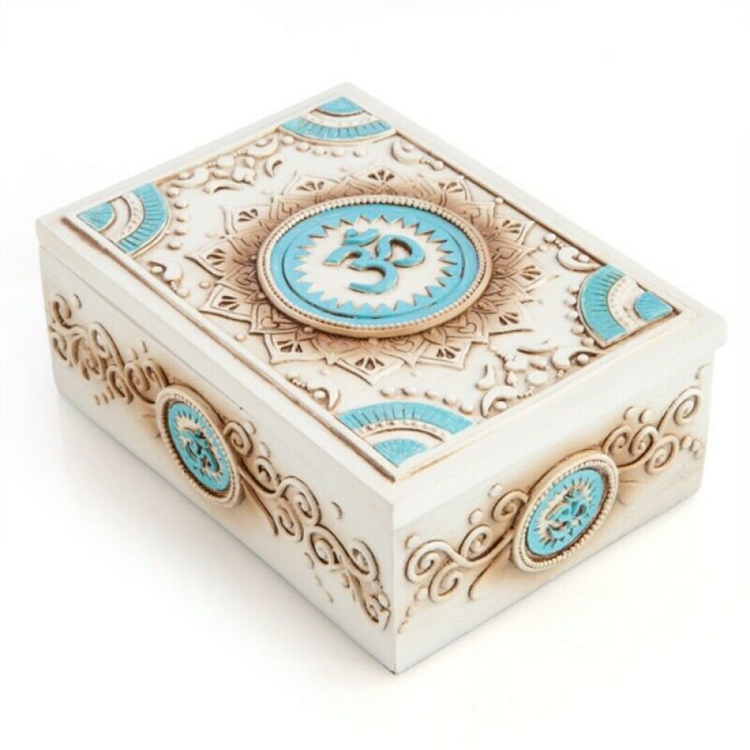Om Aum Wooden Box Jewelry Tarot Cards Stones Crystal - Etsy