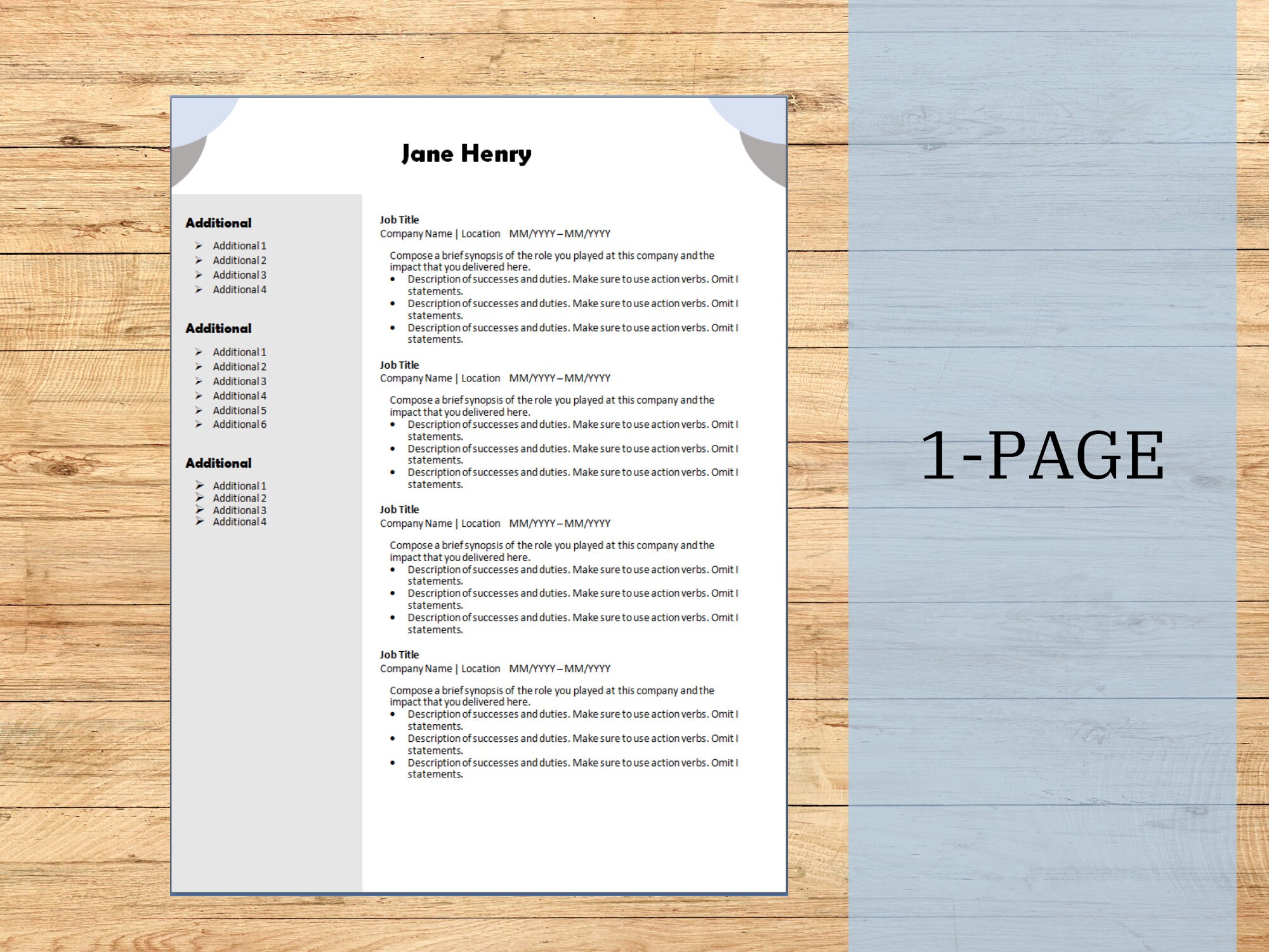 Jane Blue Creative Resume Template, Instant Download, Educator Resume ...