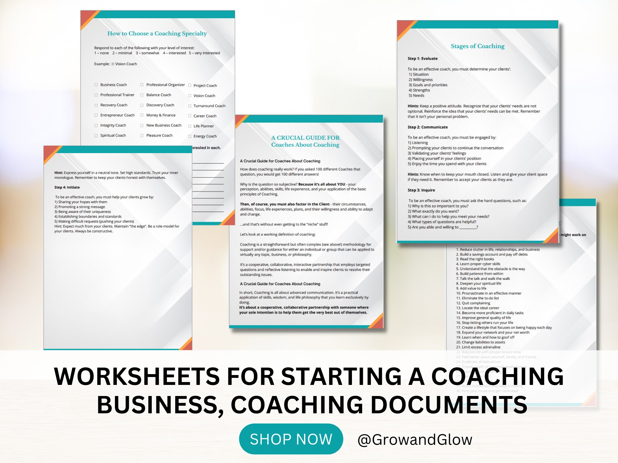 Worksheets for Starting a Coaching Business, Coaching Documents ...