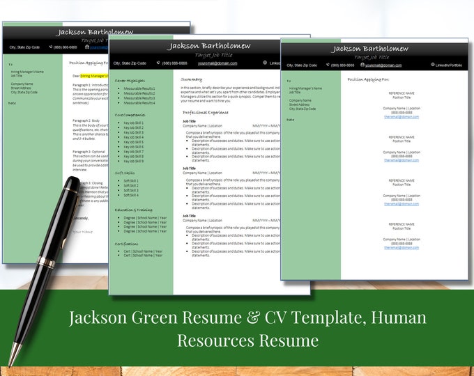 Jackson Green Resume & CV Template, Human Resources Resume, Reference ...