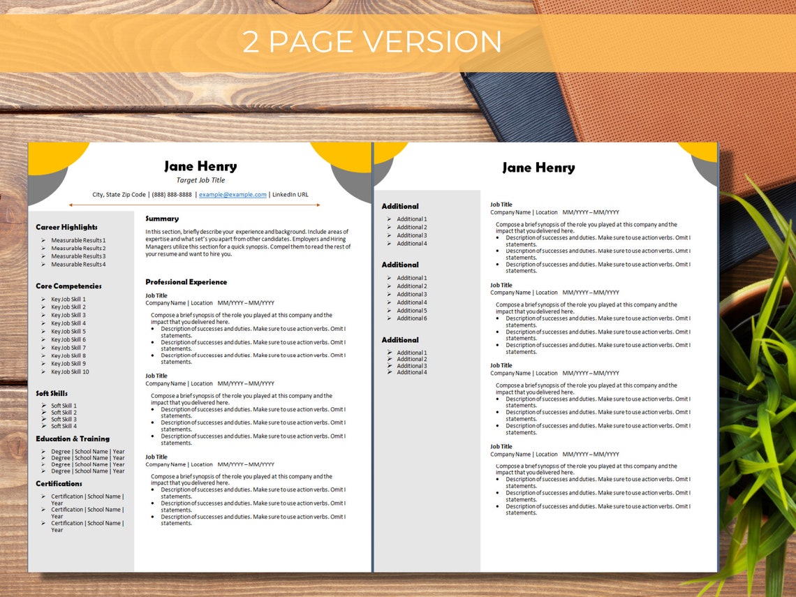 Jane Orange Creative Resume Template, Instant Download Engineering ...