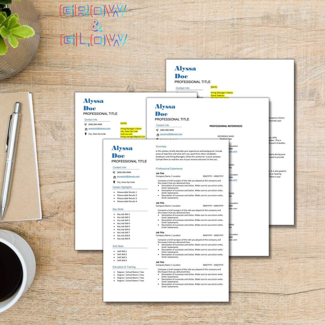 Multiple Styles Resume Template Bundle, Modern Resume, Thank You, Cover ...