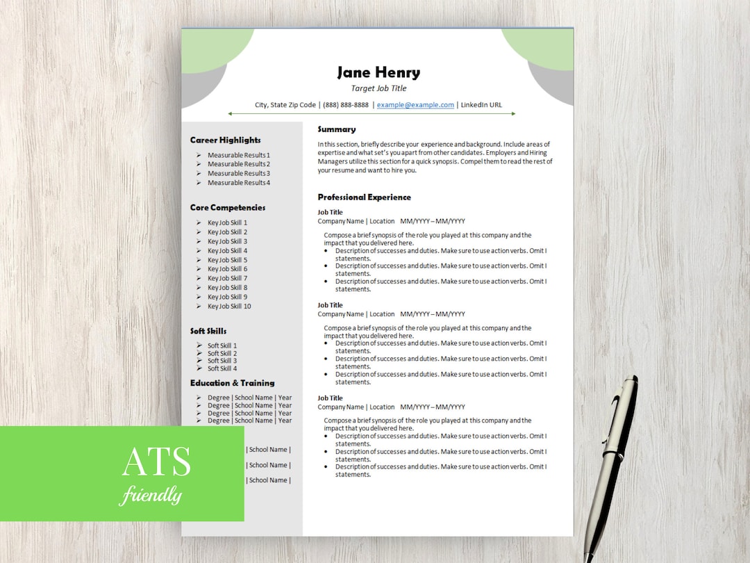 Jane Blue Creative Resume Template, Instant Download, Travel Agent ...