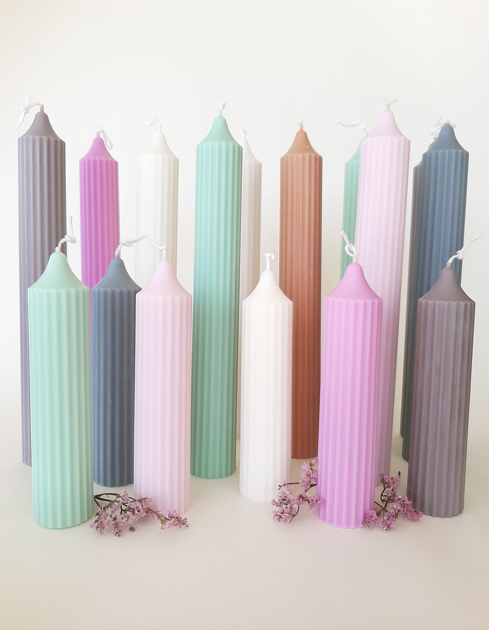 Set of Roman Column Candles, Natural Hand Poured Candles, Soy Wax ...