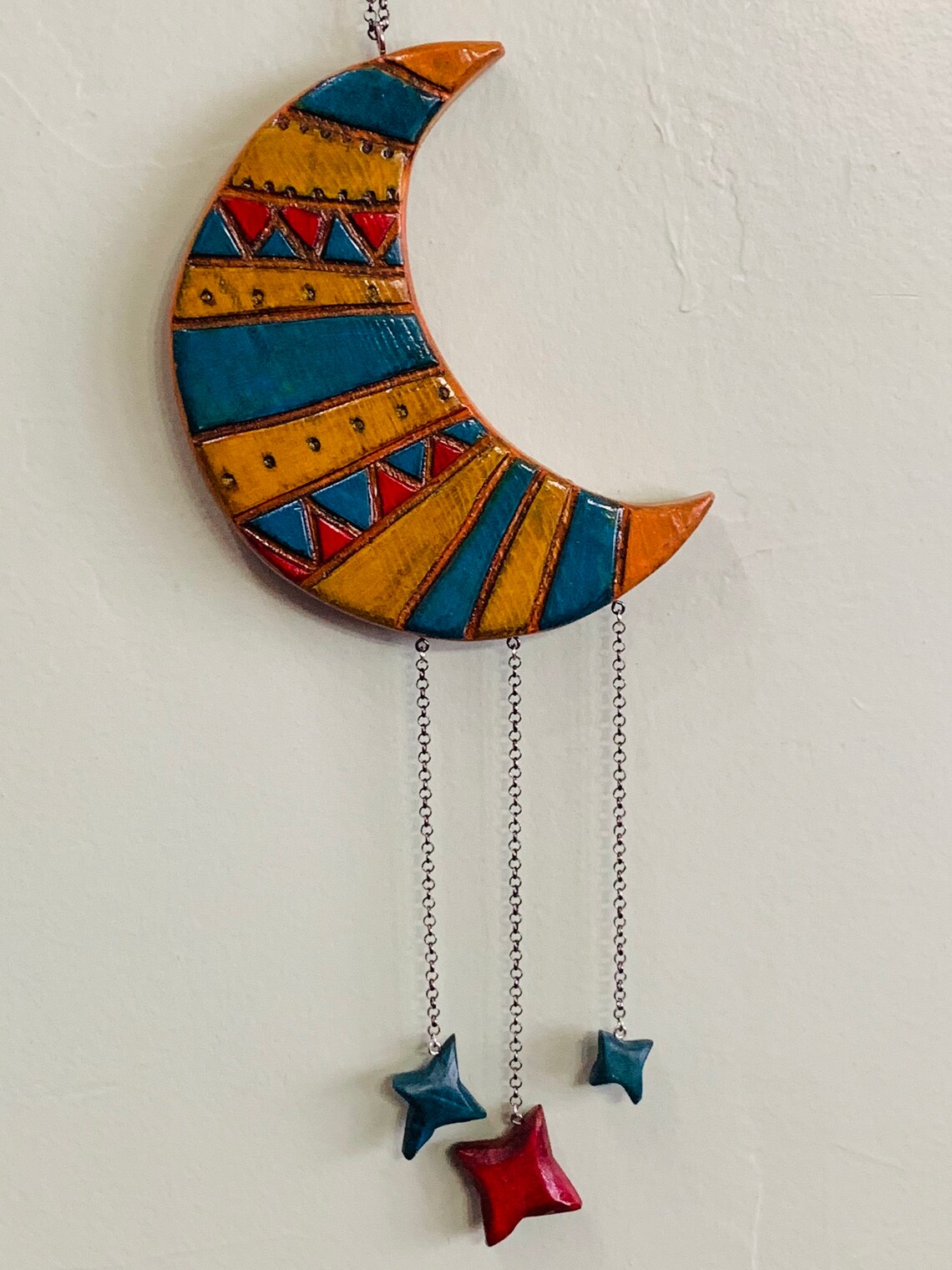 Crescent Moon Wall Hanging Boho Style Retro Inspired Decor - Etsy.de