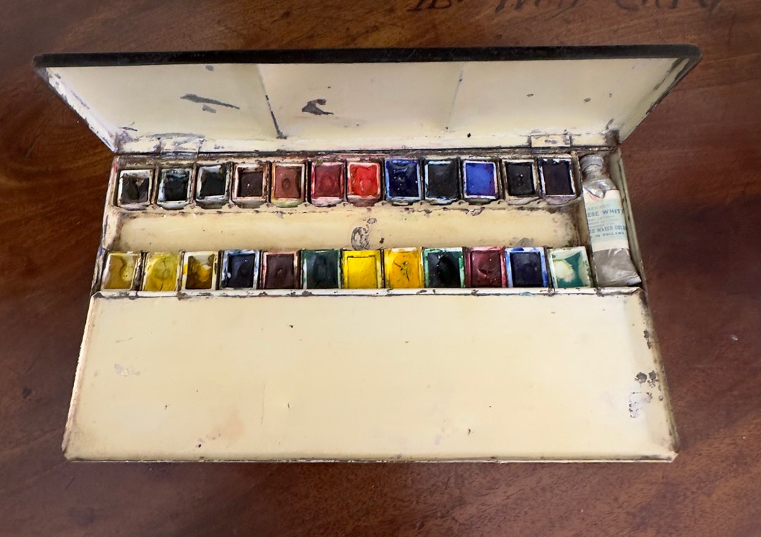 Antique Vintage Artists Watercolour Paint Box Winsor and - Etsy
