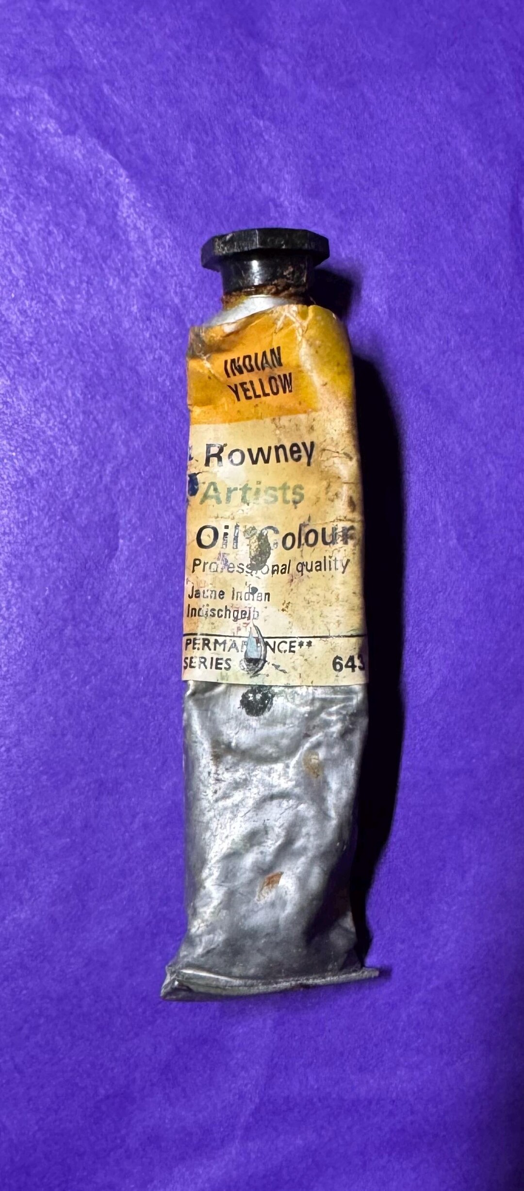 Antique George Rowney Indian Yellow Oil Colour Artists Paint Tube ...