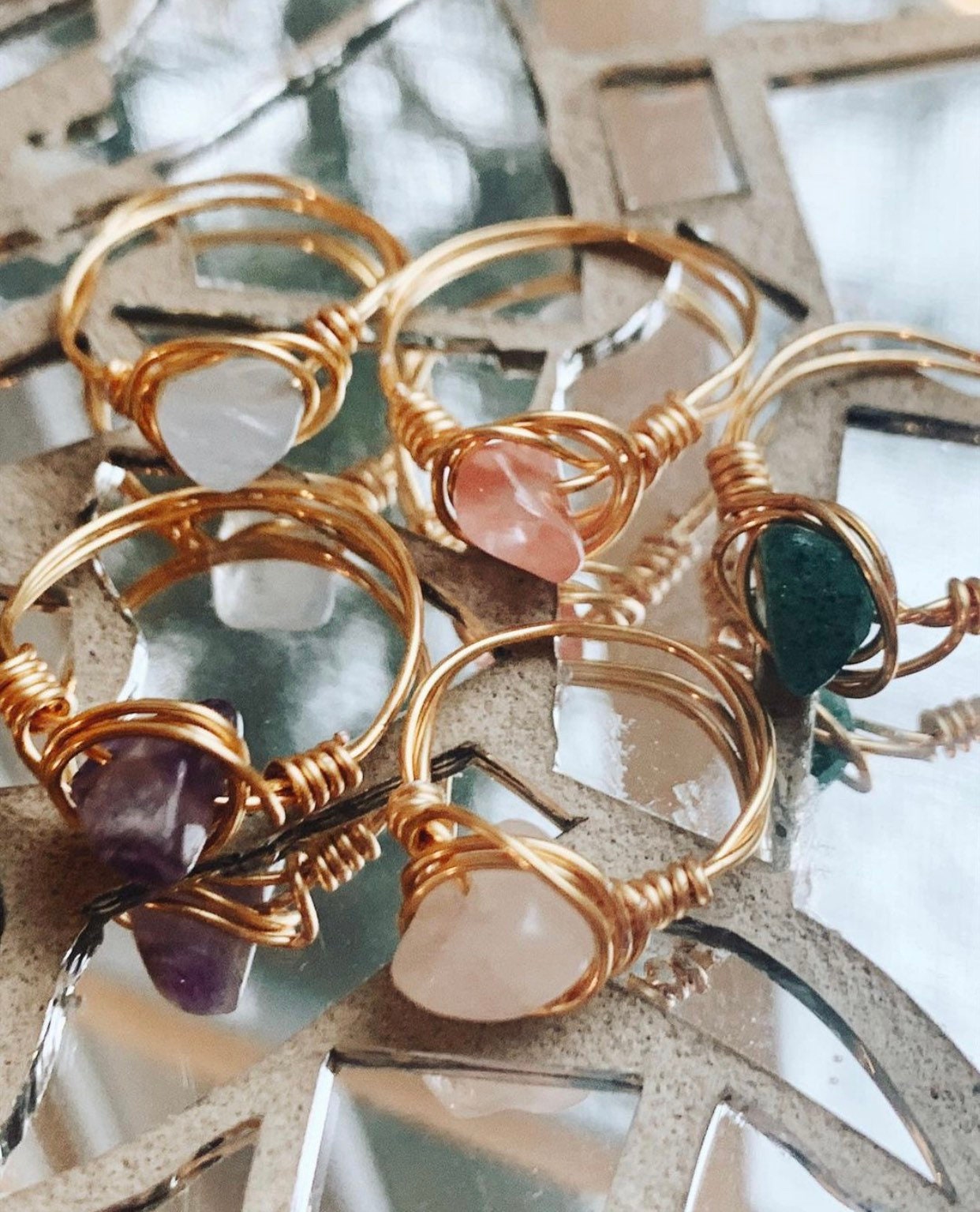 Gemstone Wire Rings gold | Etsy