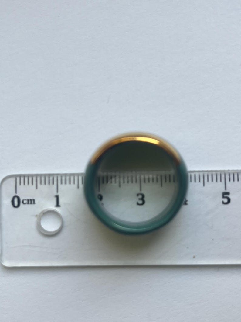 18mm(8us) Green Porcelain Ring With Gold Rim - Etsy