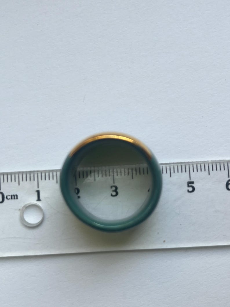 18mm(8us) Green Porcelain Ring With Gold Rim - Etsy