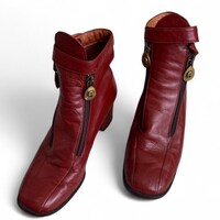 90s Michel Perry Holographic Metallic Leather Square Toe Boots W ...