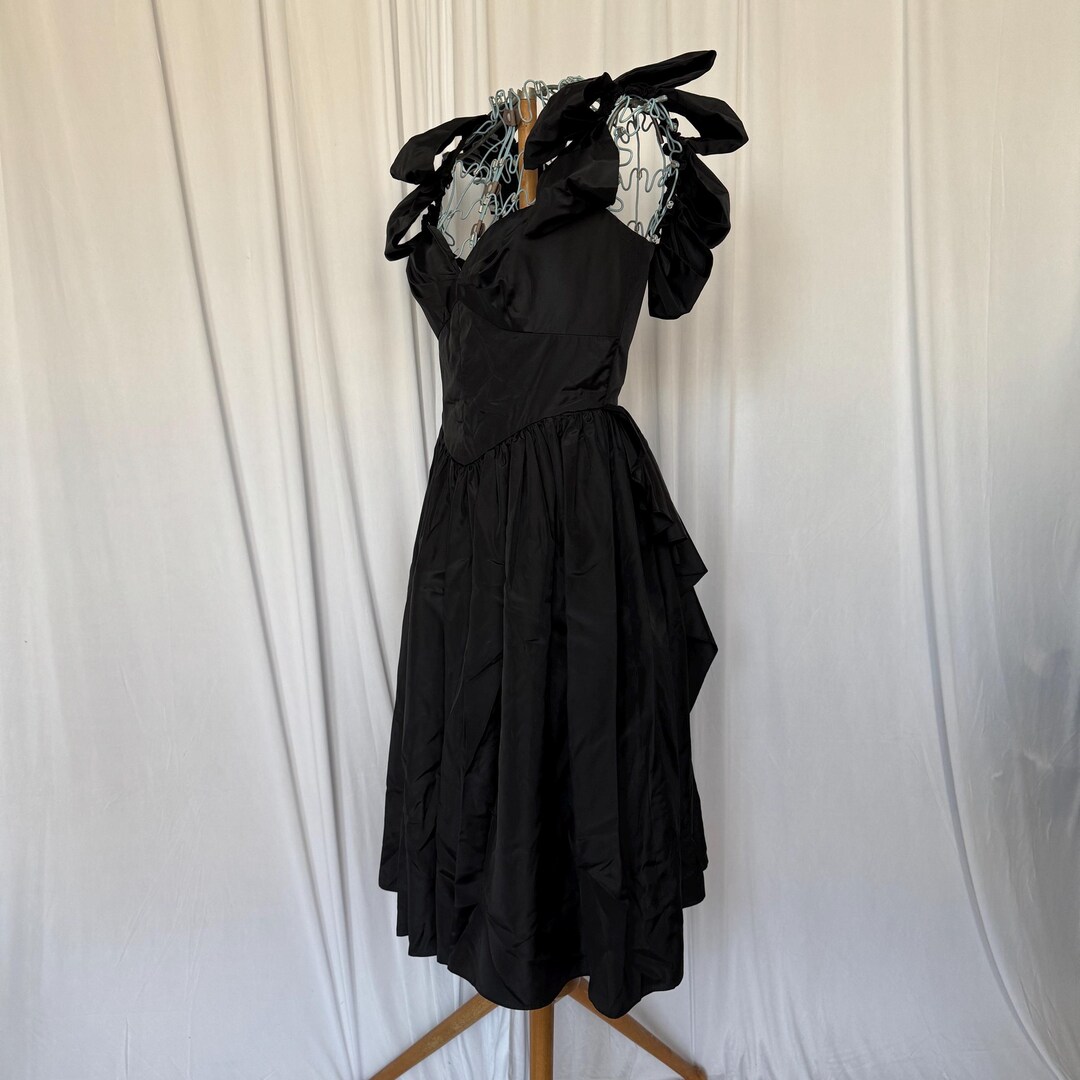 80s Little Black Bow Dress - Etsy