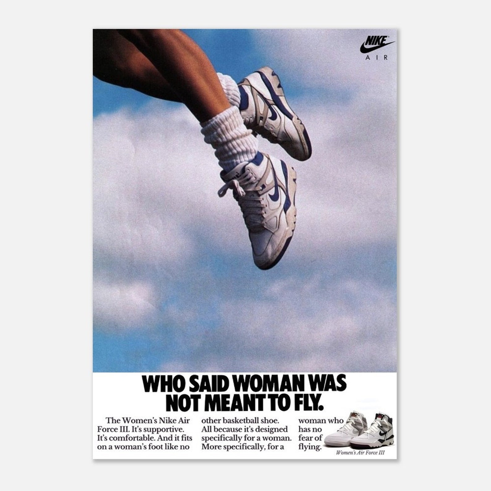 Nike 1989 who Said Woman Was Not Meant to Fly Advertising Poster ...