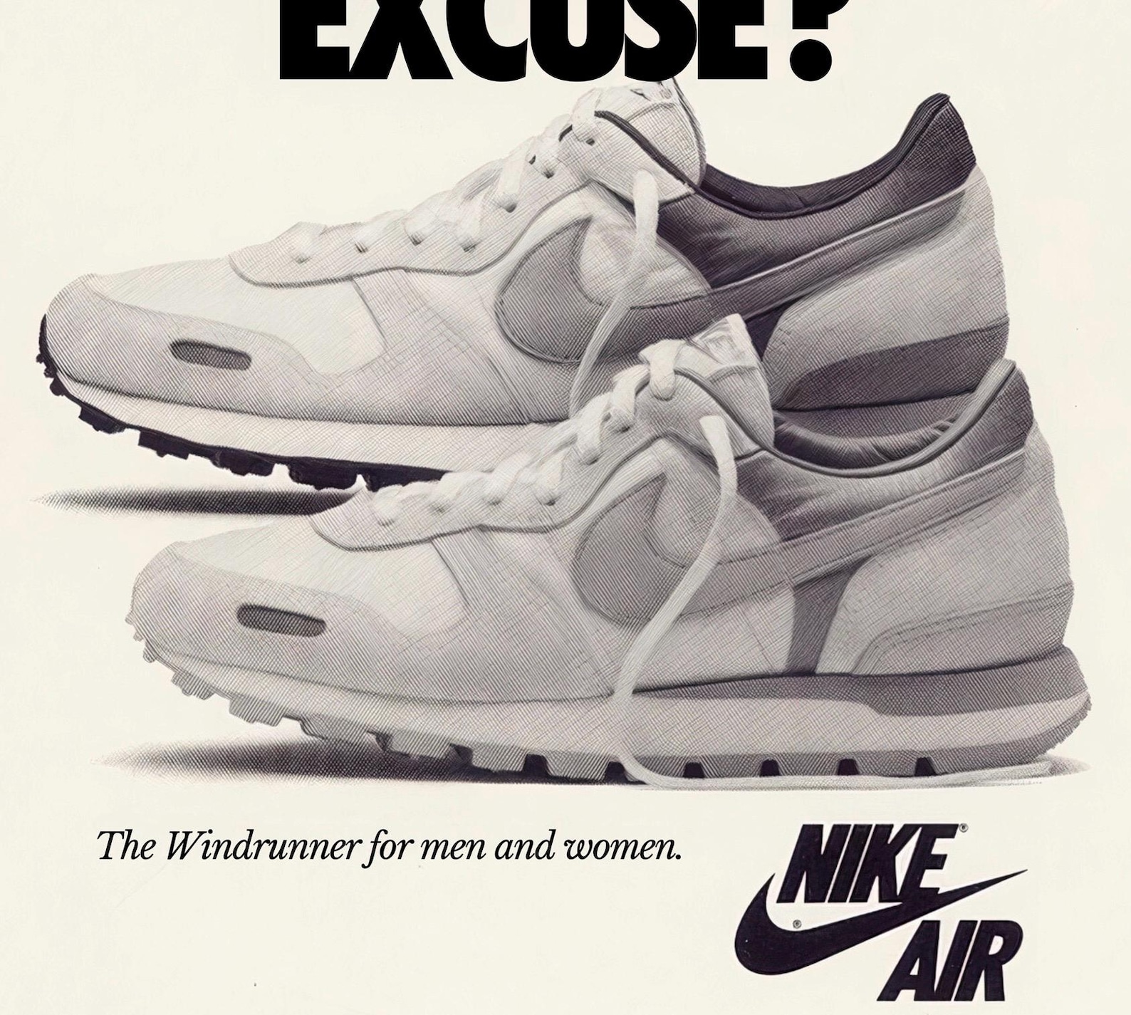Nike 1987 so Now What's Your Excuse Advertising Poster, Running Motivation, 80s Style Shoes ...