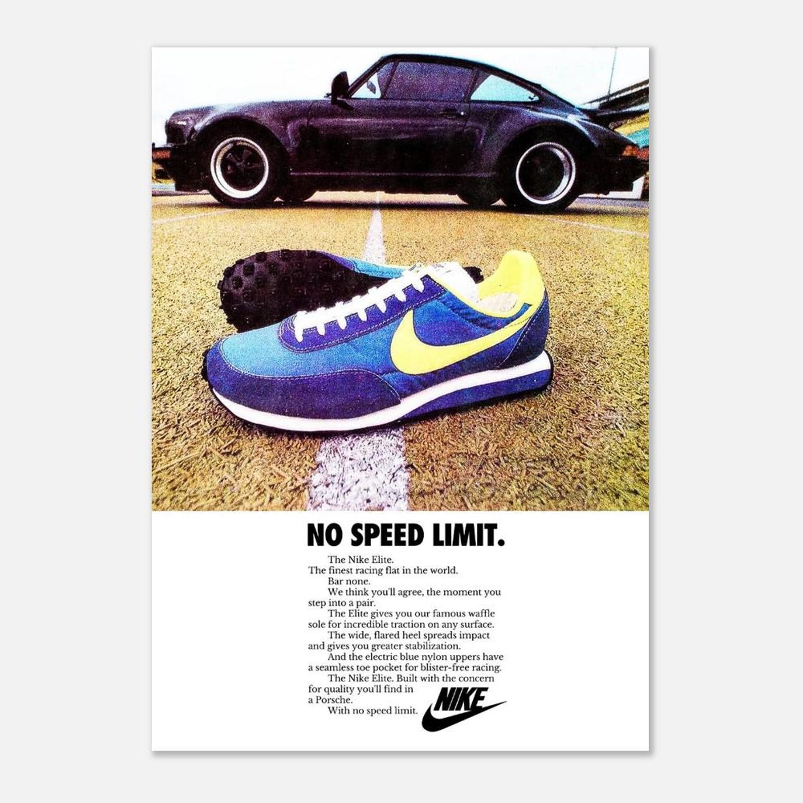 Nike 1978 no Speed Limit Advertising Poster, Running Motivation, 90s ...