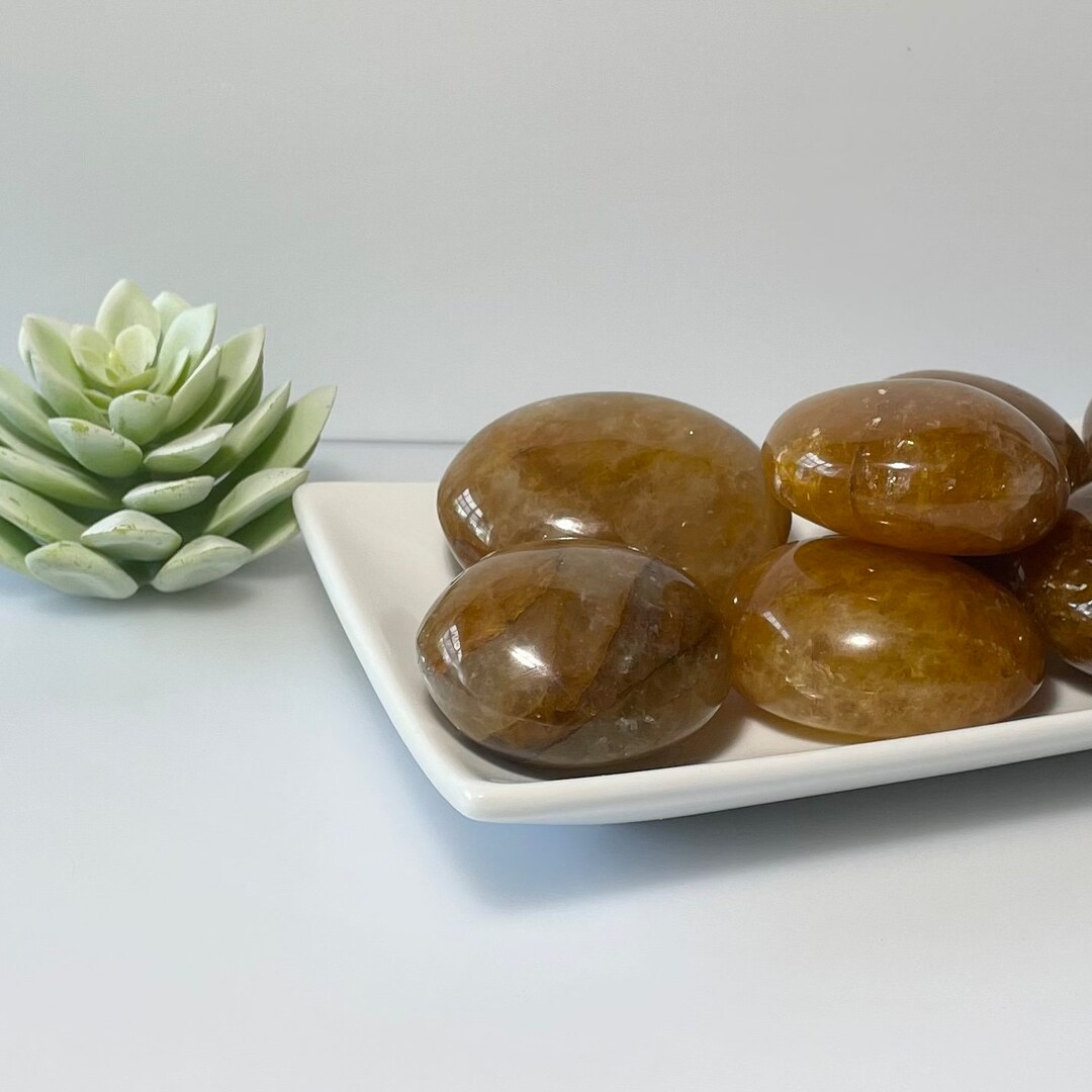 Golden Healer Quartz Palm Stones for Calling in Wealth and Abundance ...