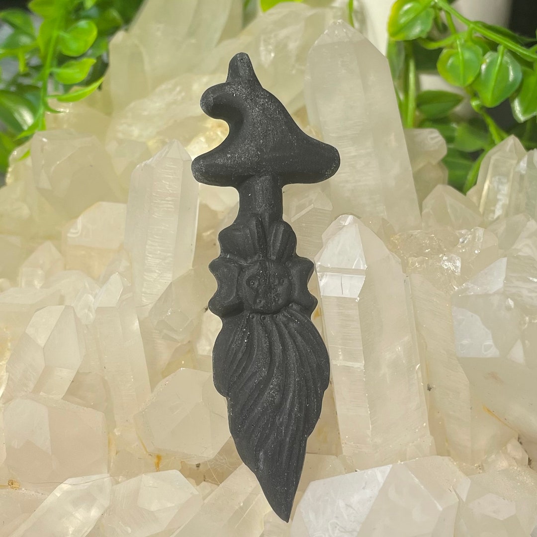 Black Obsidian Broom & Hat for Strong Protection, Deflecting Negativity ...
