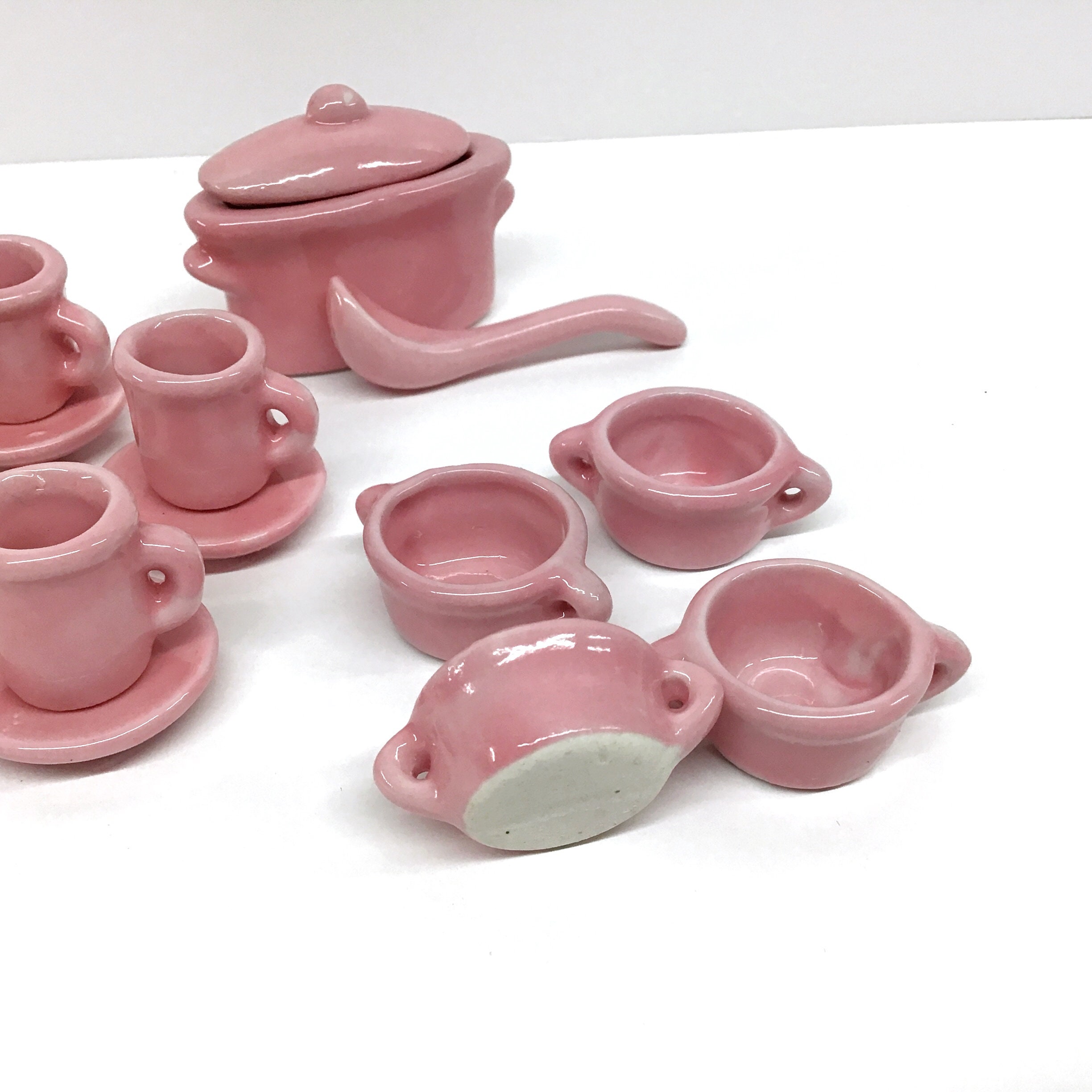 Vintage Pink Miniature Toy Tea Set 14 Piece Mixed Lot Porcelain ...