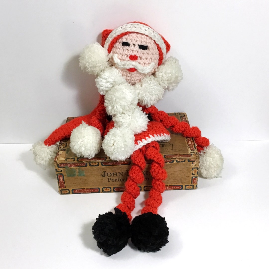 Vintage Crocheted Santa Claus - Cute Handmade Santa Yarn Doll ...