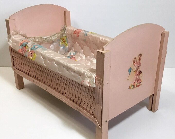 Vintage Pink Doll Crib, the Berry Twins / Badger Basket Co - Veneer ...
