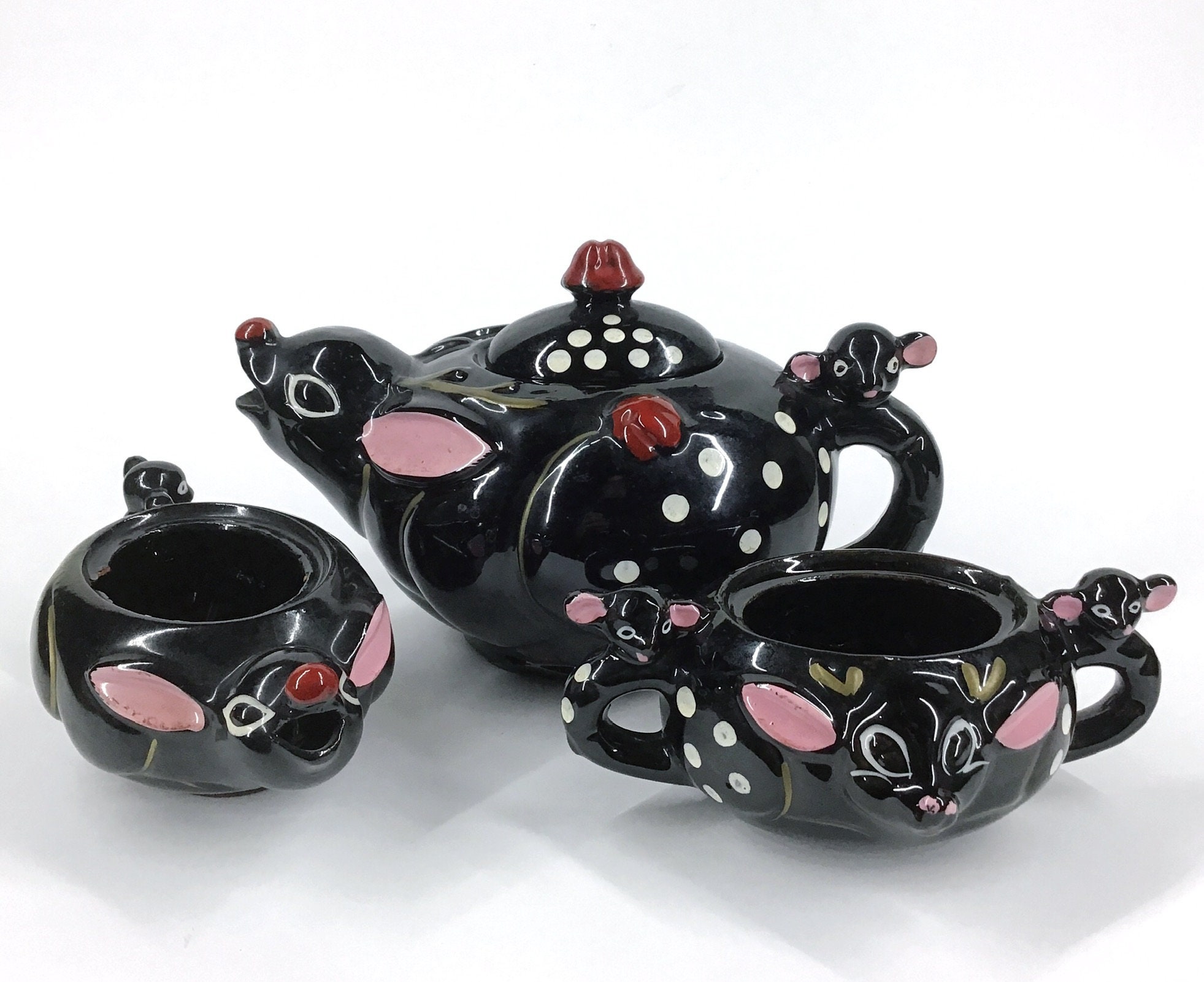 MCM Rudolph the Red Nosed Reindeer Christmas Tea Pot, Creamer, Sugar ...