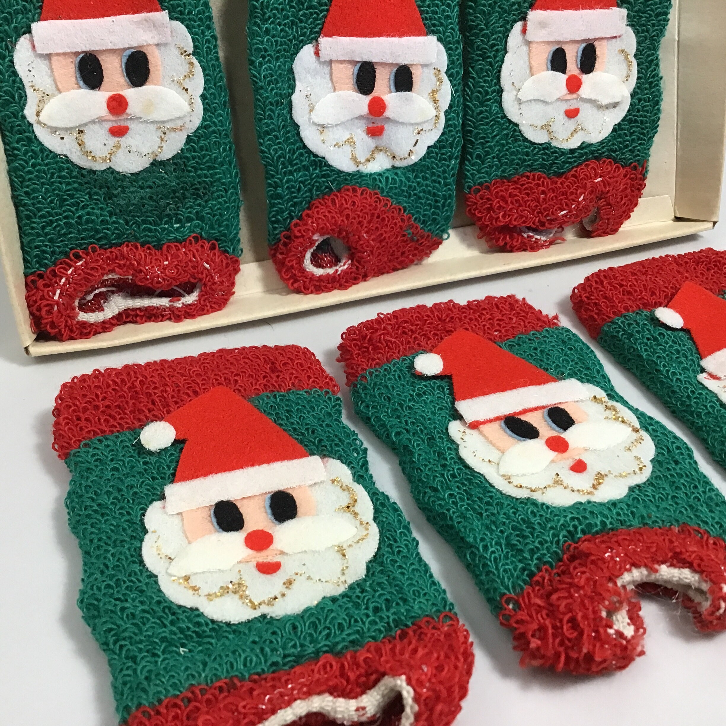 Vintage MCM Santa Coasters Dan-dee Imports - Set of 6 Santa Cup Cozies ...