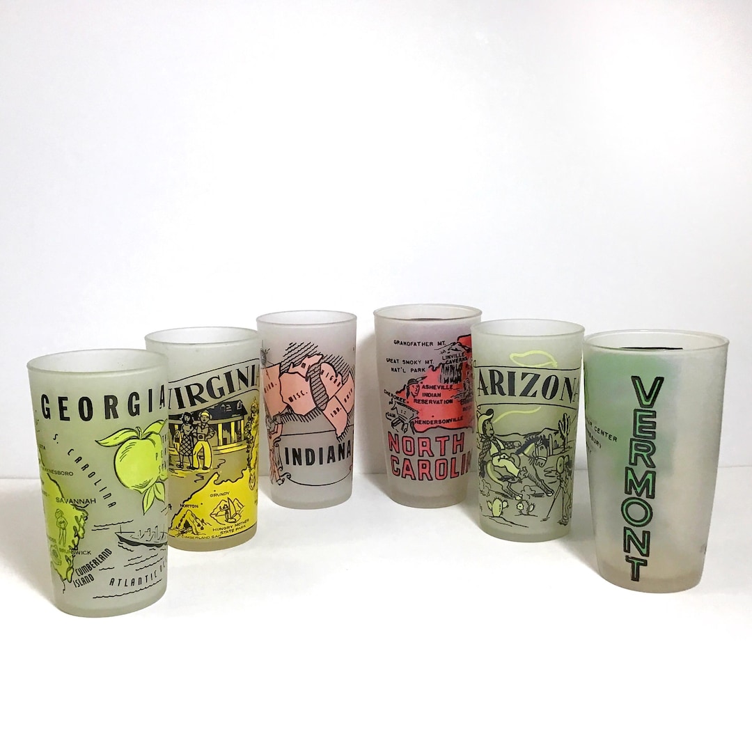 Mid-century State Souvenir Frosted Glass Tumblers - Hazel-atlas ...