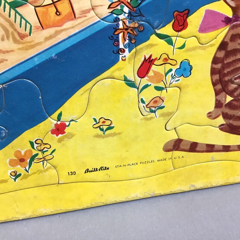 Vintage Built Rite Puzzle - Kids Playing in Sandbox & Atomic Cat ...