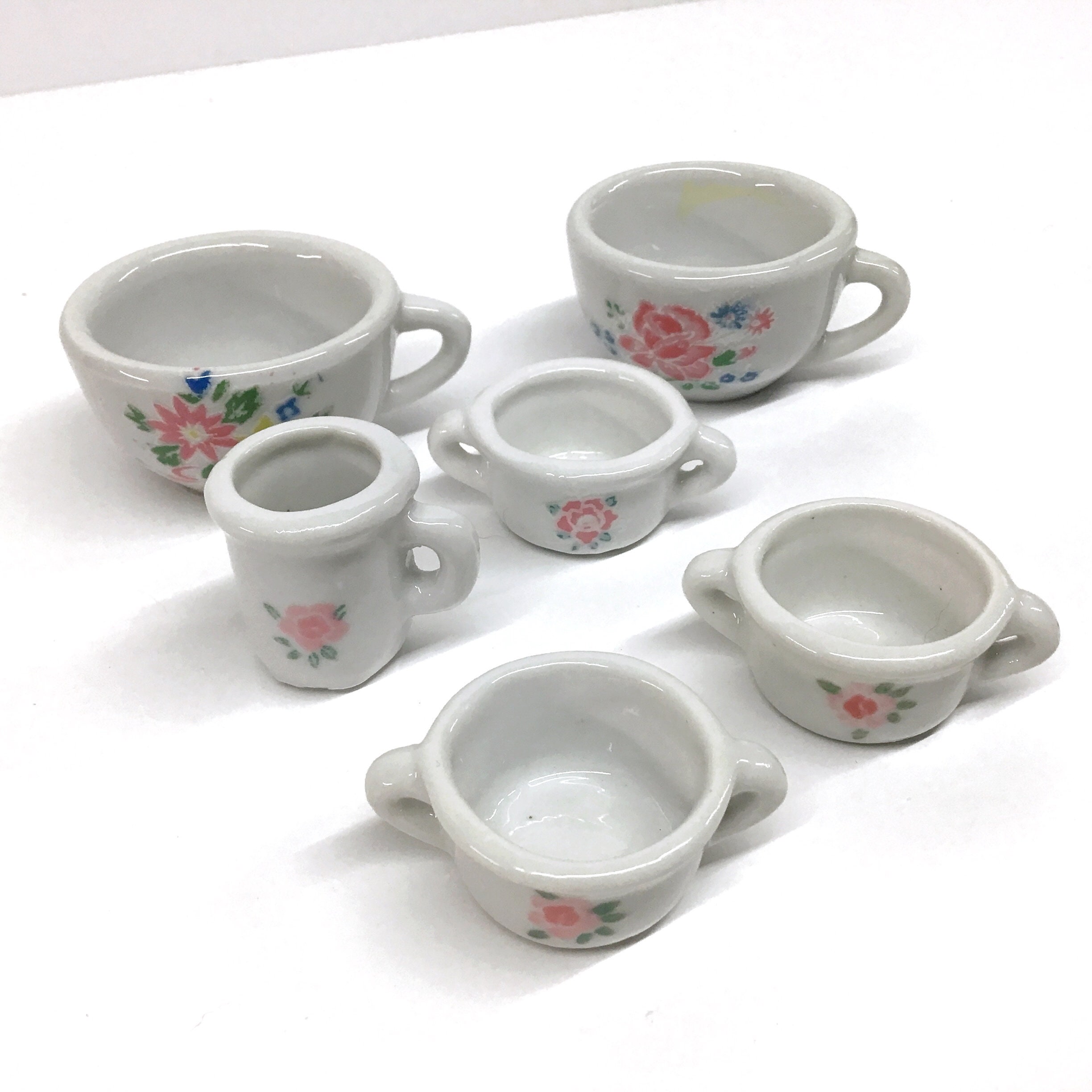Vintage Child's Tea Set W/ Pink Floral Design - 6 Piece Mixed Lot ...