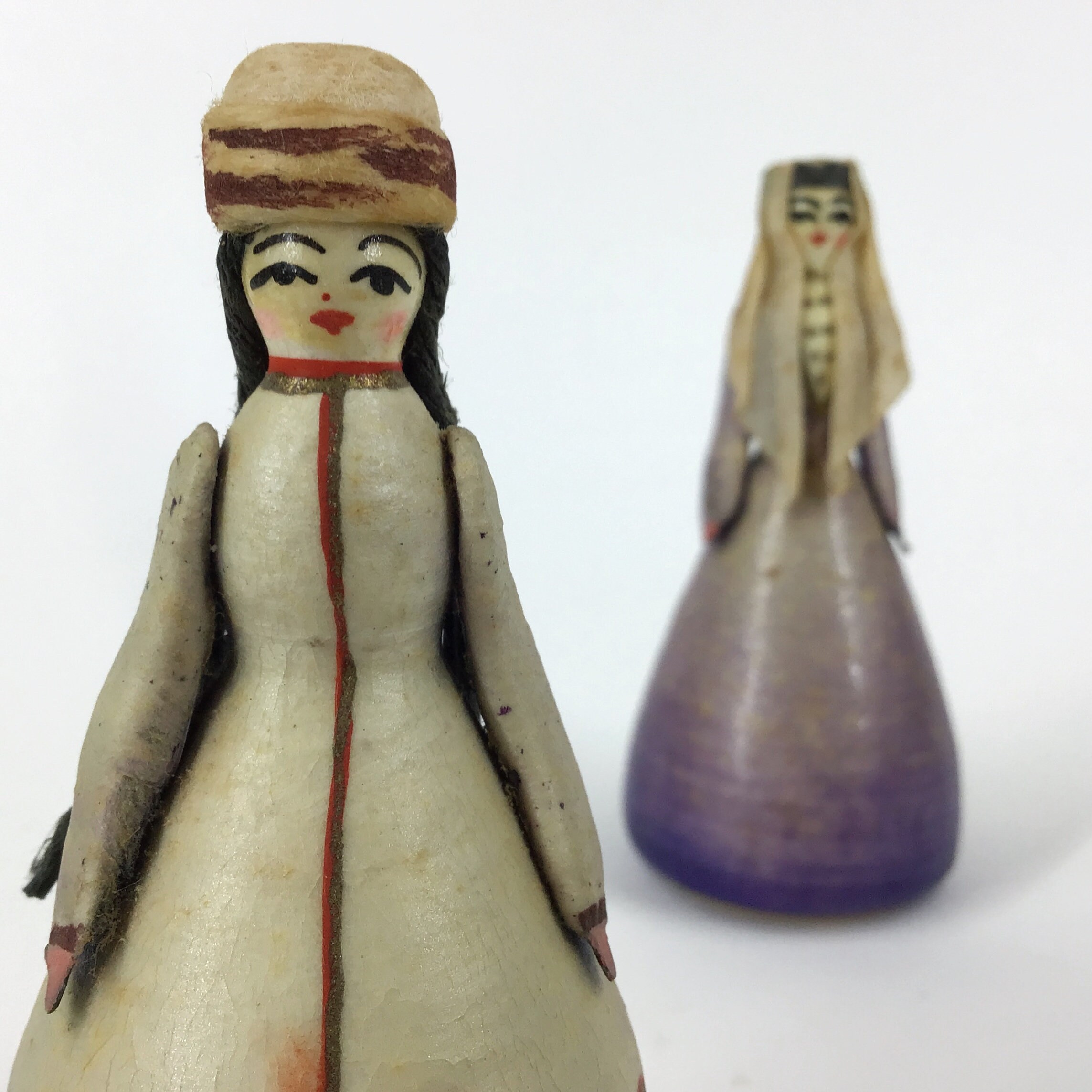Two Vintage Wooden Peg Dolls Midcentury Hand-painted - Etsy