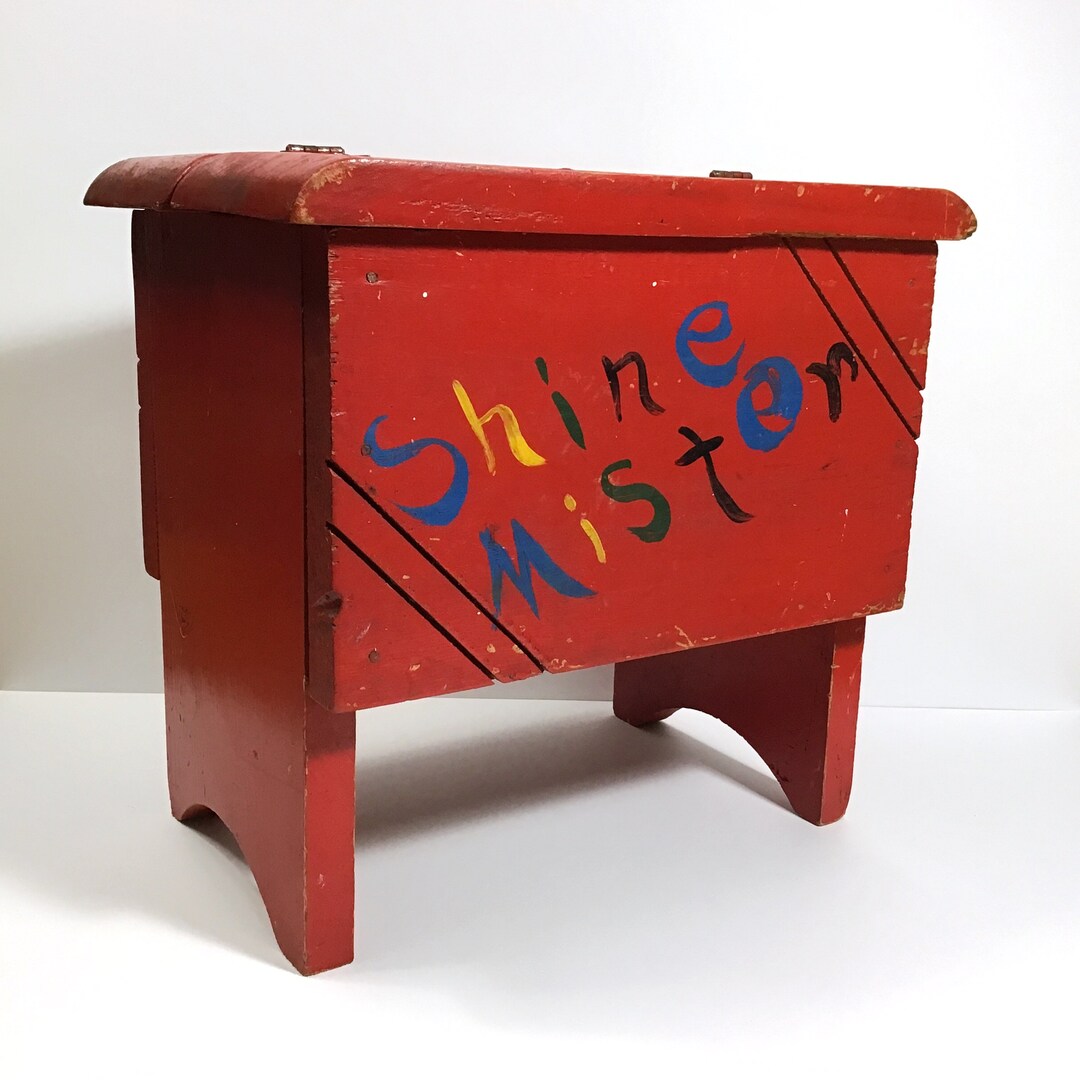 Vintage Shine Mister Shoe Shine Box & Kit Accessories Little Red Hand ...